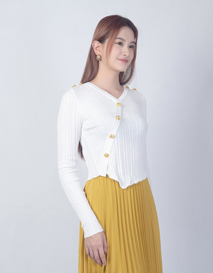 Skye Asymmetrical Knit Top - Eightiin Fashion (1378265-H)