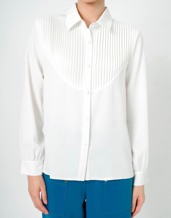 Bylia Pleated Yoke Shirt - Eightiin Fashion (1378265-H)