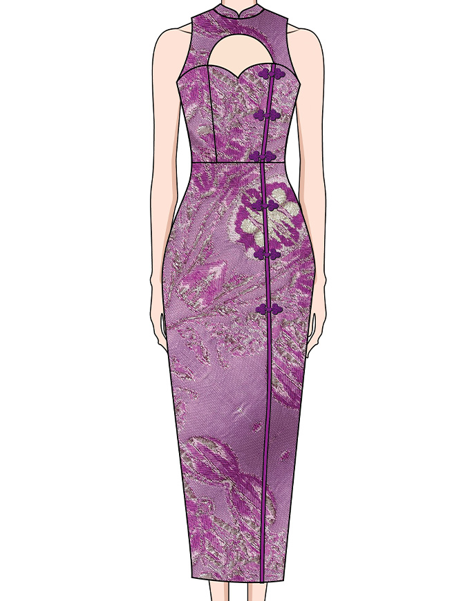 紫鳞 Violet Sanctuary Qipao - Eightiin Fashion (1378265-H)